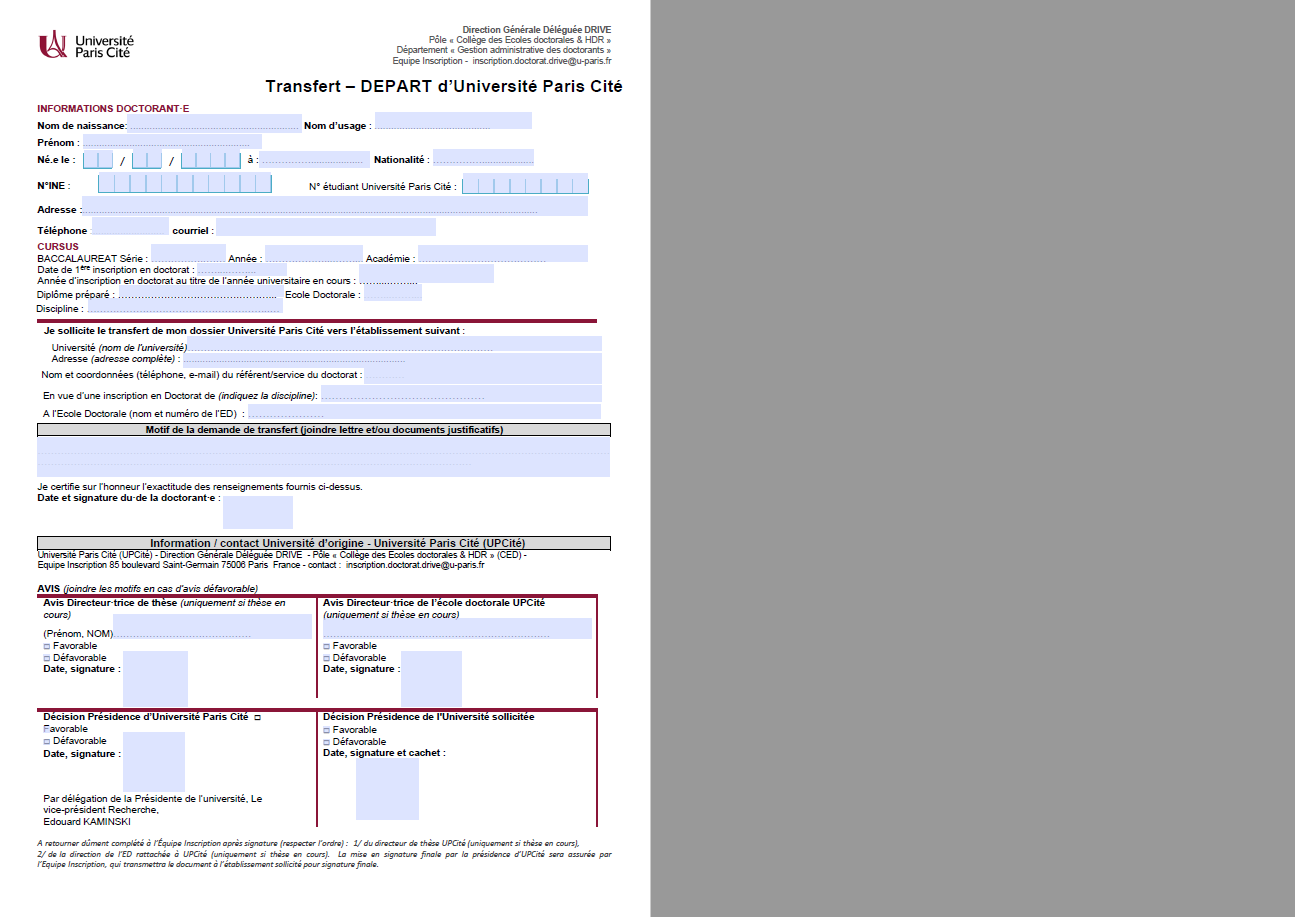 Doctorat – transfert | Doctorat